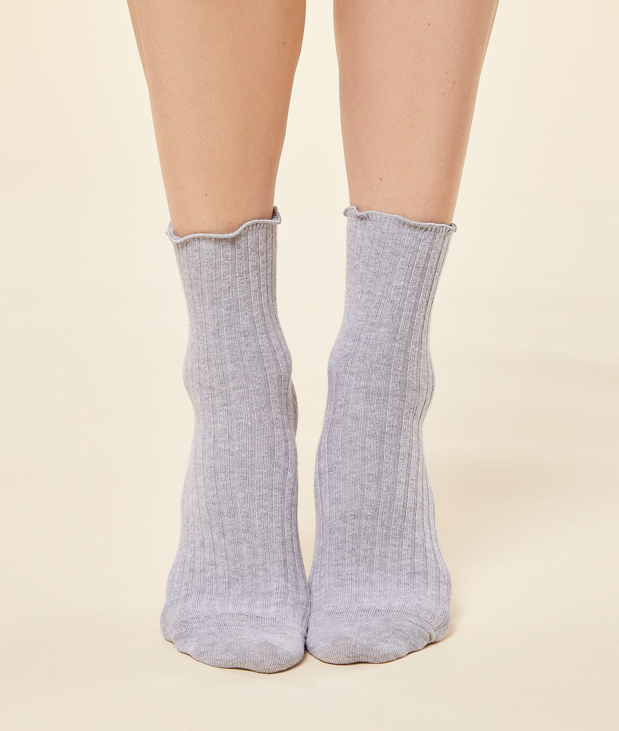 Chaussettes mode unies à volants COLORS GRIS CLAIR - ETAM