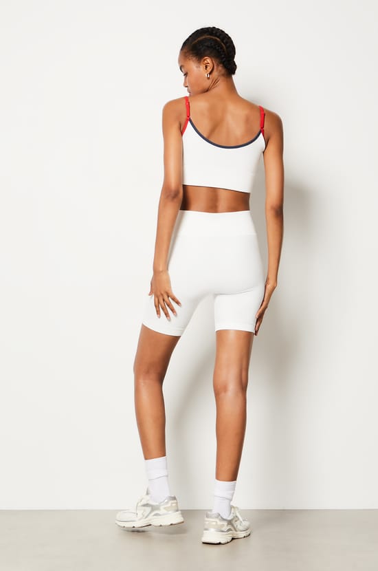 Brassière asymétrique côtelée - Maintien léger CAPSULE ACTIVE BLANC - ETAM
