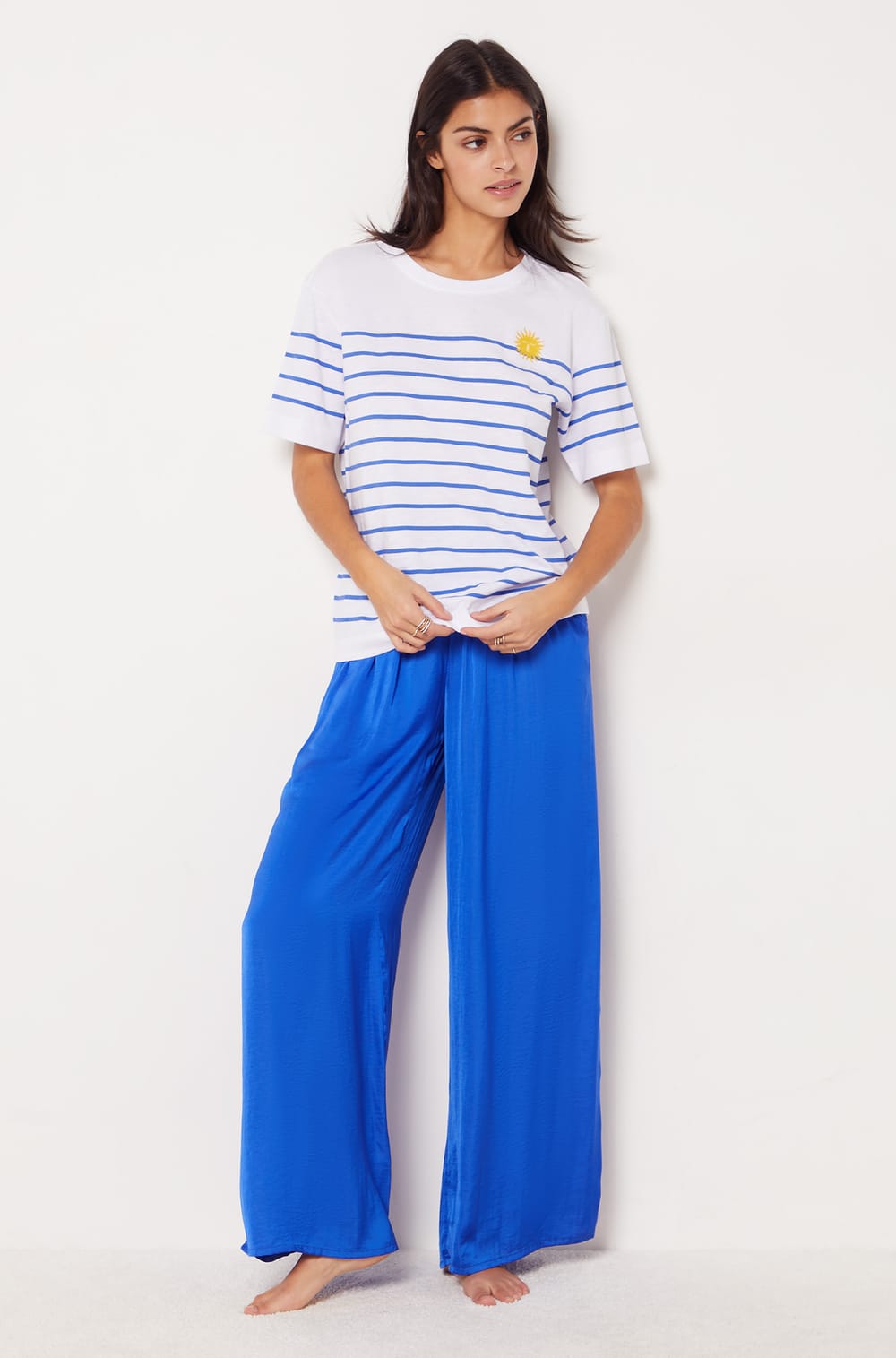 T Shirt De Pyjama à Rayures Gwenn Bleu Etam