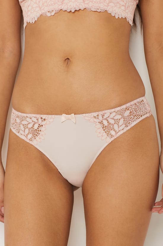 Hipster En Microfibre Et Dentelle Pure Delicate Rose Poudre Etam