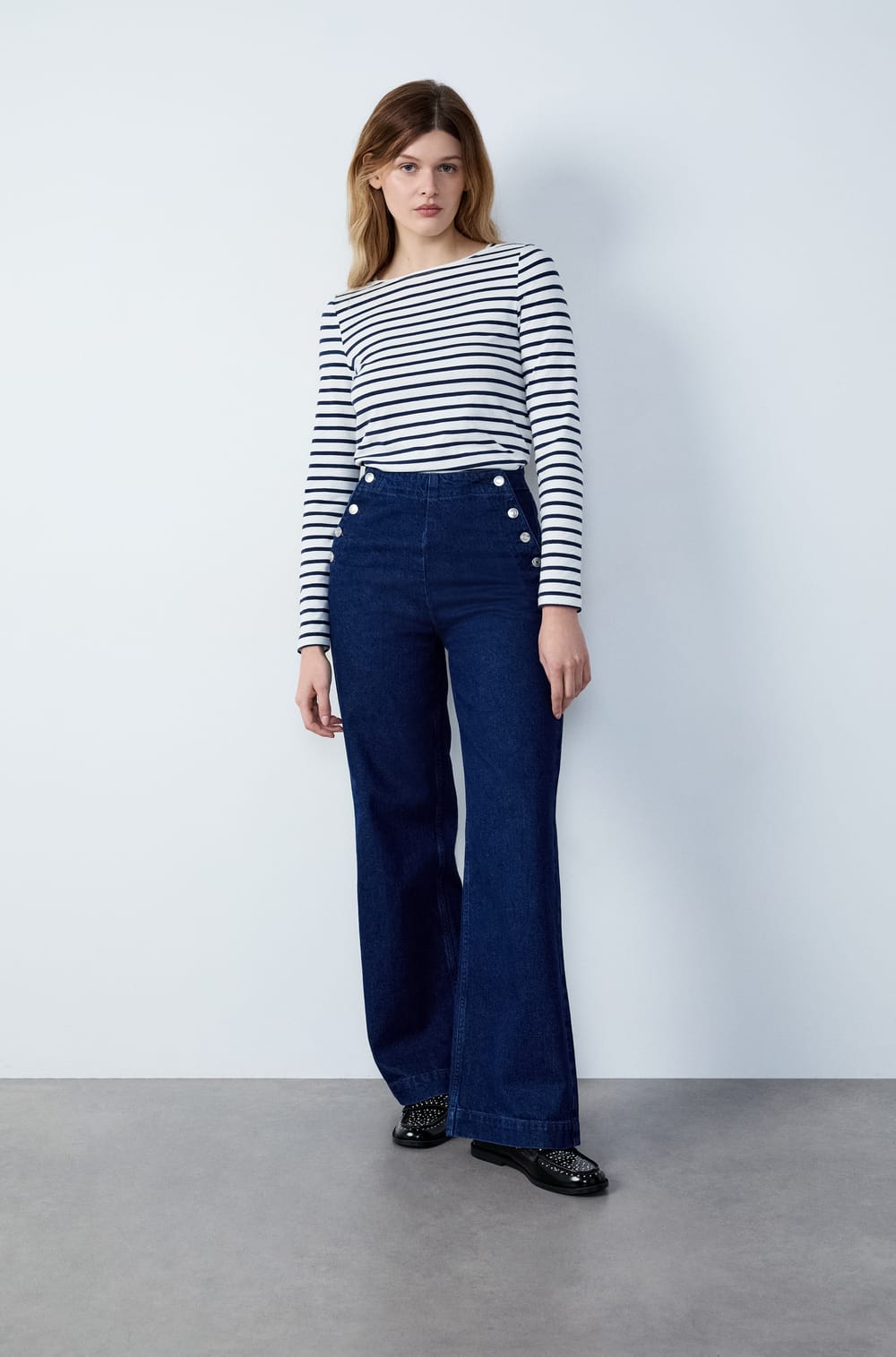 100% Cotton Flare Cut Jeans - DOMINO - BLEU NUIT - ETAM