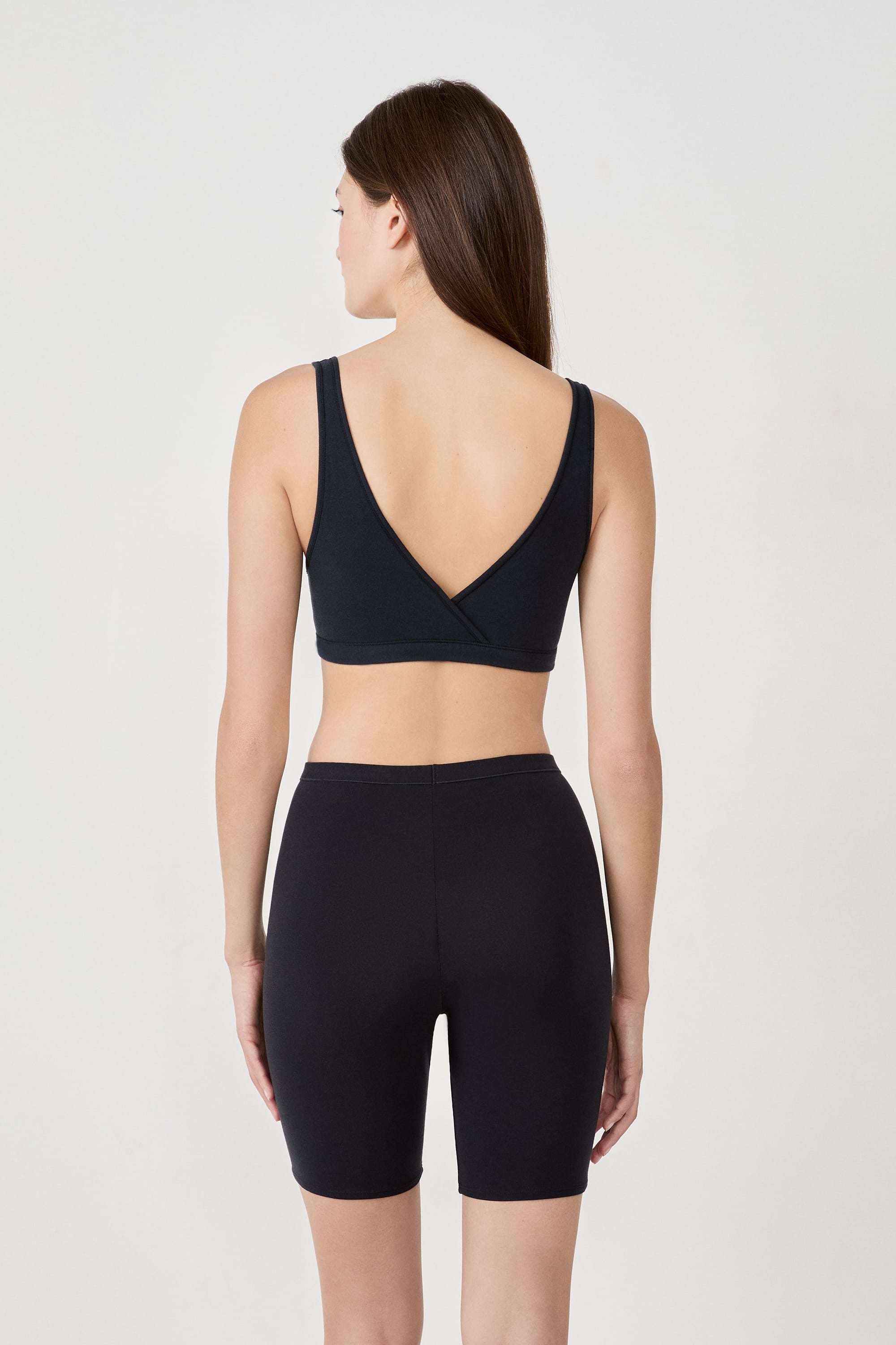 Reversible Stretchy Organic Cotton Bralette - COTON 360 - NOIR - ETAM