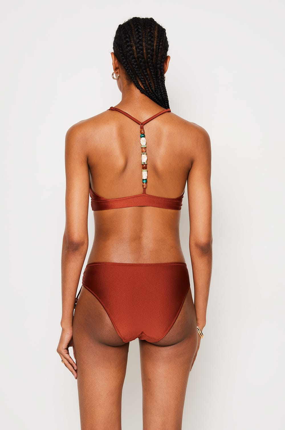 Culotte Bikini Midi Bas De Maillot Satiné Saturna Brique Roux Etam