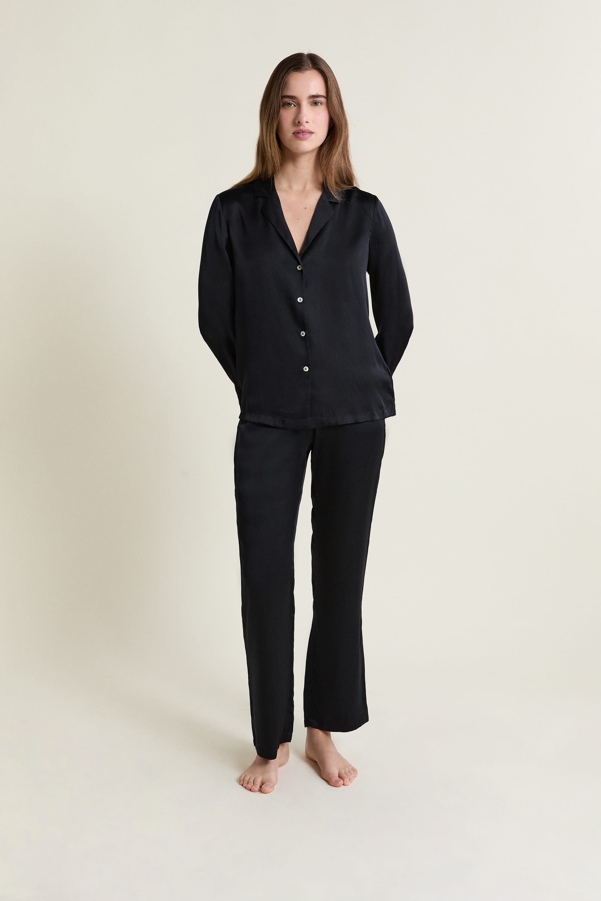 Chemise de pyjama en soie PEARLY NOIR - ETAM