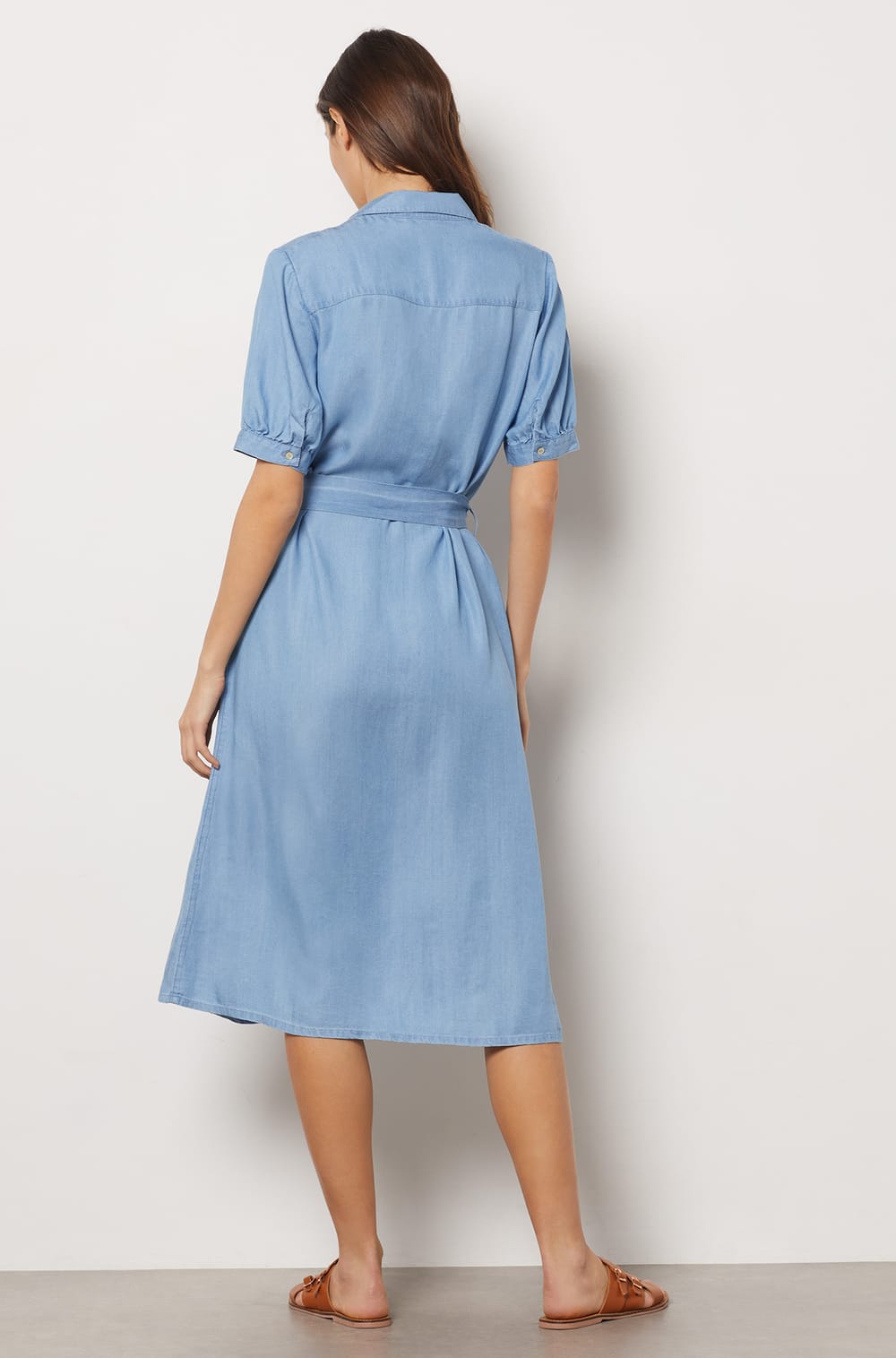 Robe longue ceinturée en jean TINY BLEU - ETAM