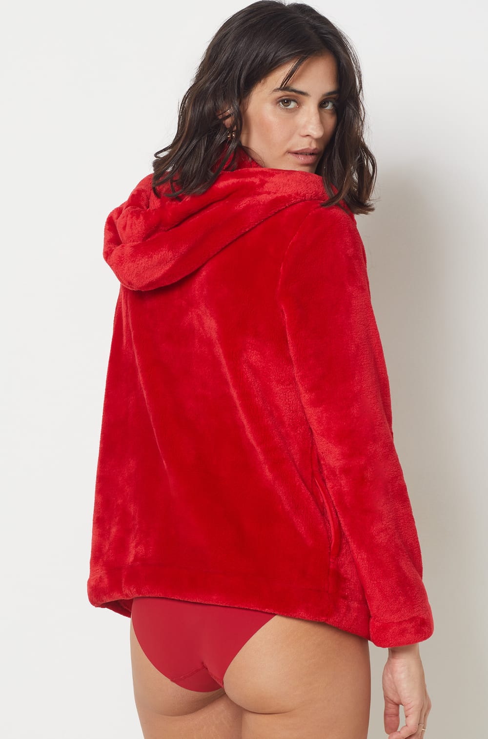 Veste En Polaire à Capuche Naci Rouge Etam