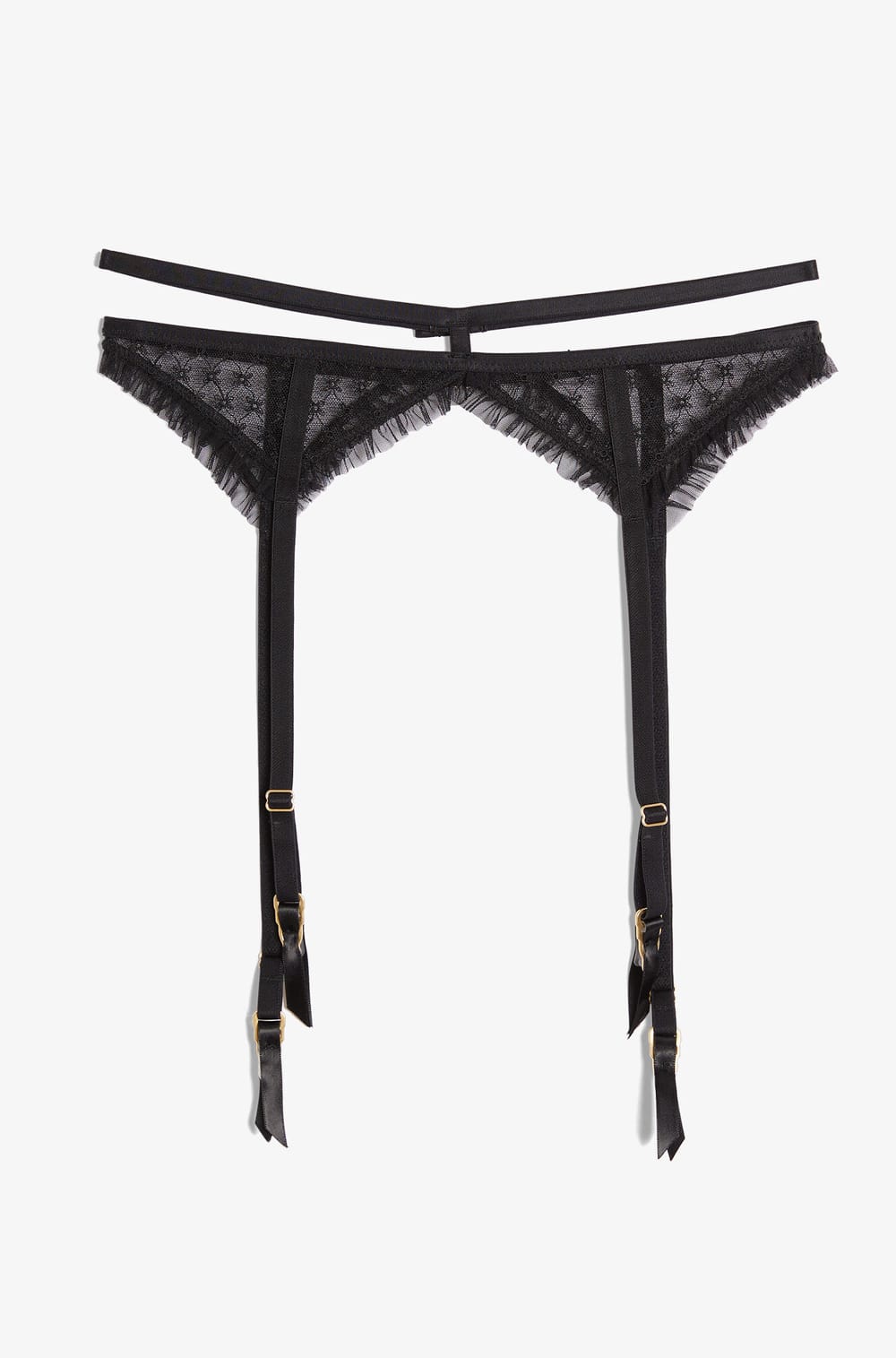 Garter Belt With Embroidered Tulle Shadow Noir Etam