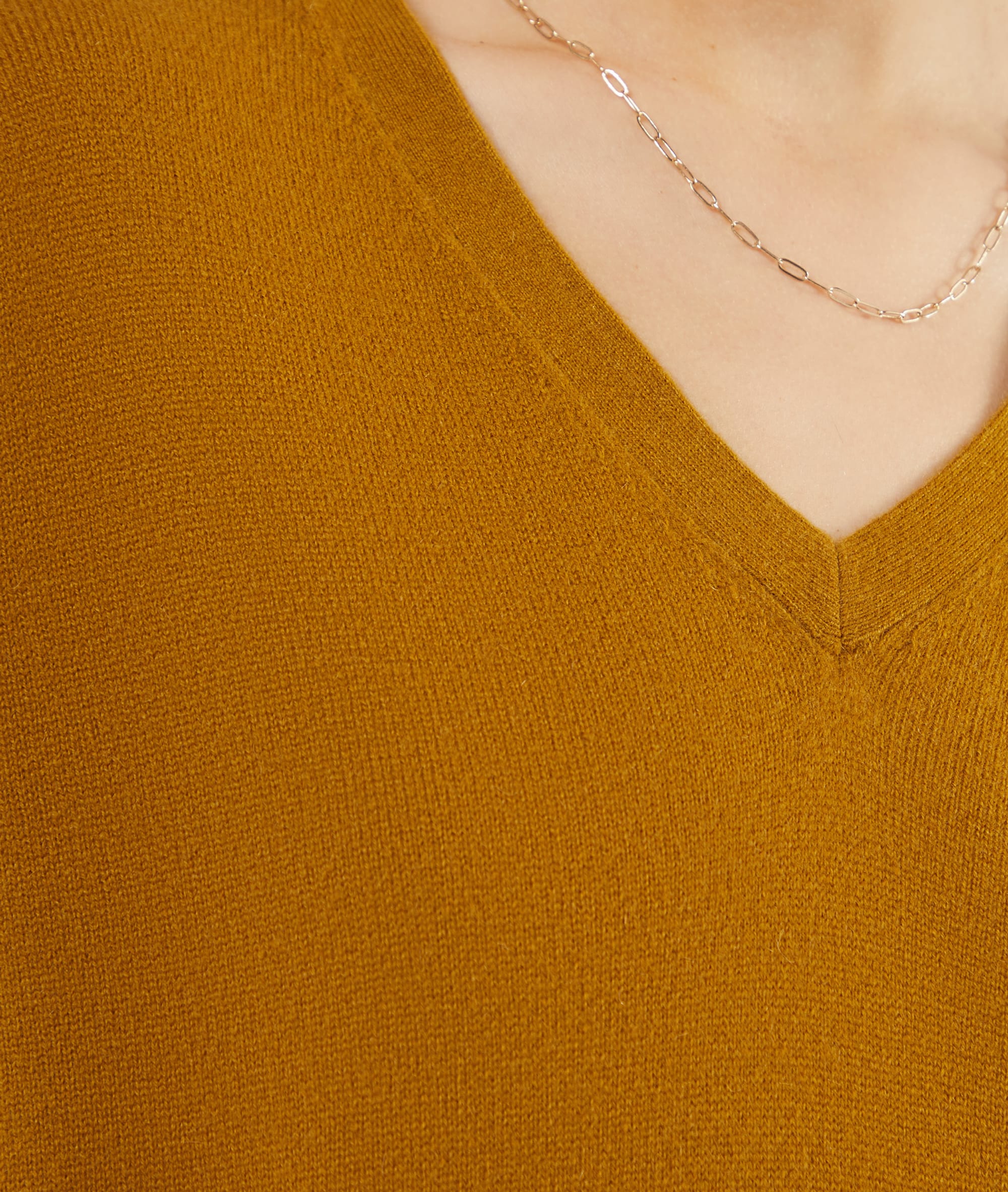 Pull col V 100% cachemire recyclé ALANA BRONZE - ETAM