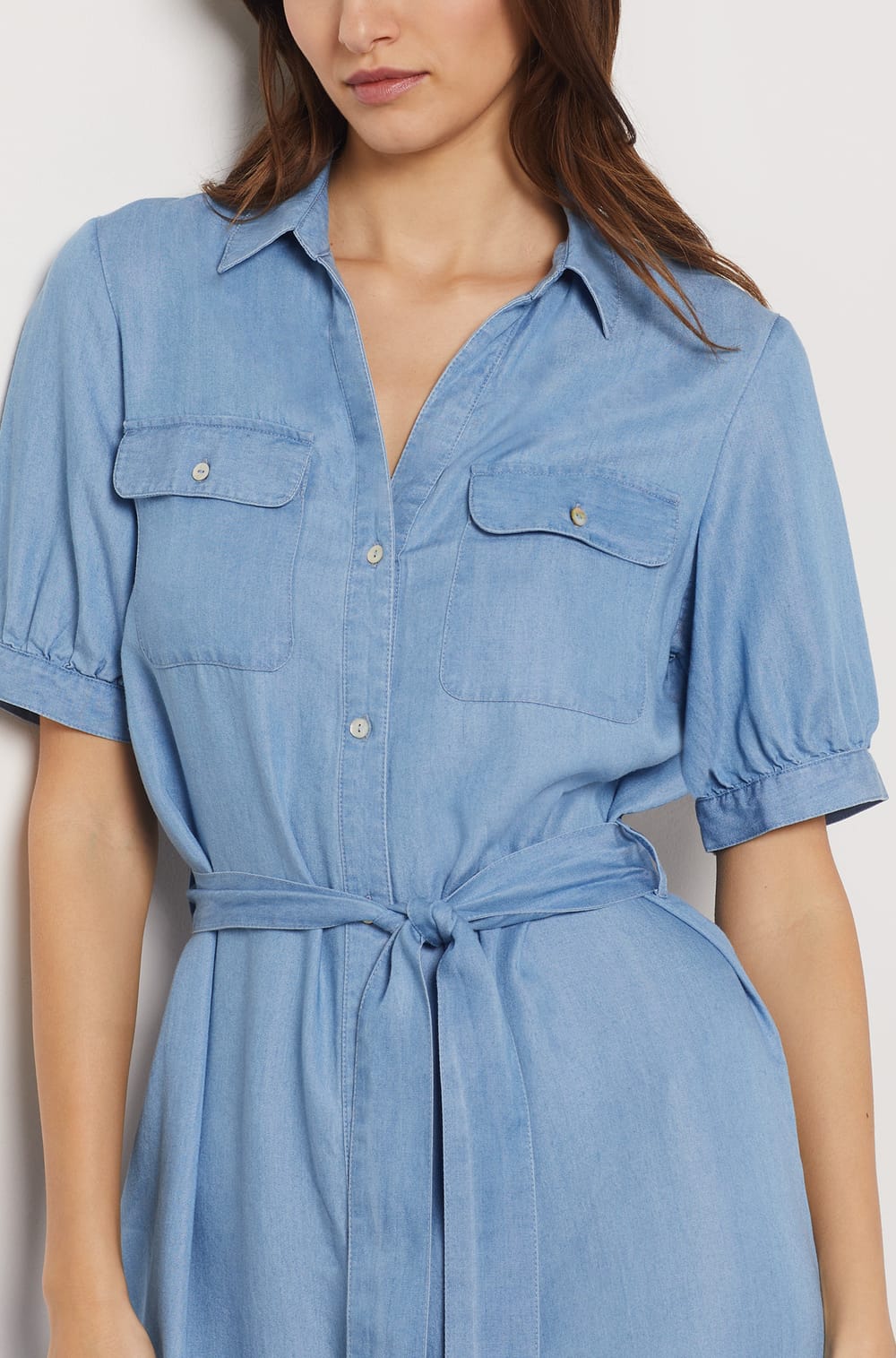 Robe longue ceinturée en jean TINY BLEU - ETAM