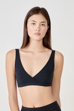 Reversible Stretchy Organic Cotton Bralette - COTON 360 - NOIR - ETAM
