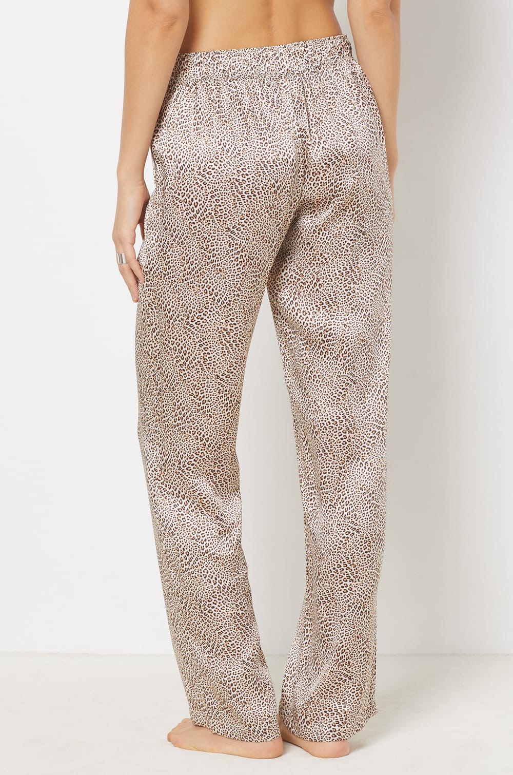 Leopard Print Silk Pants Pearly Imp Fd Marron Etam