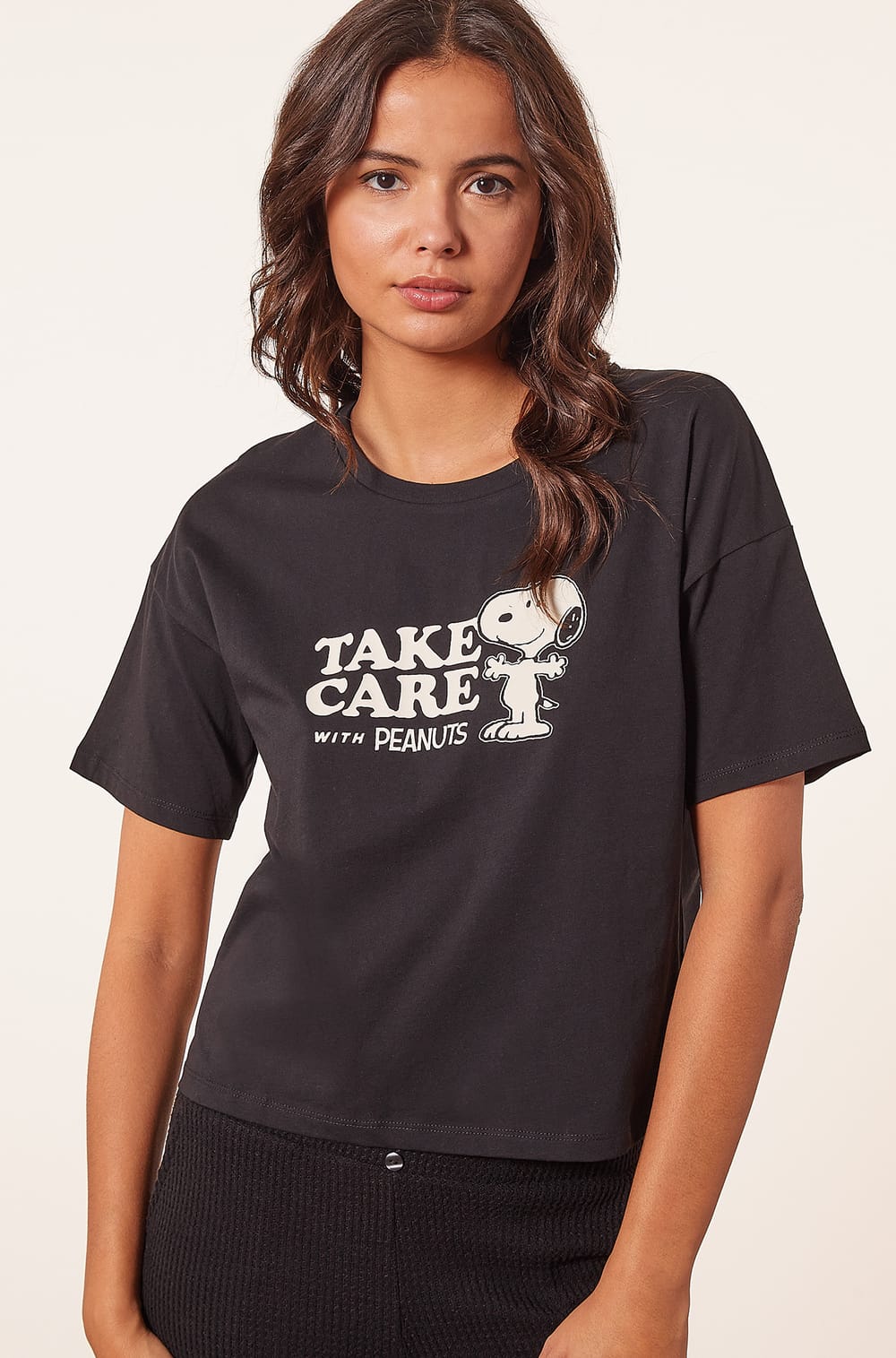 Top Snoopy "Take care with peanuts" TILDA NOIR - ETAM