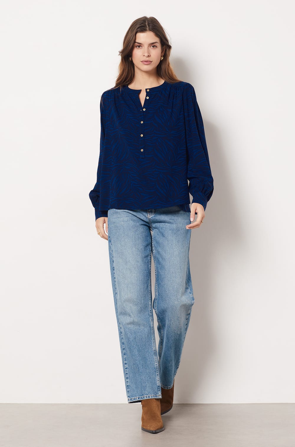 Gebloemde Blouse Met Knoopsluiting Rachelle Imp Imp Fd Marine Etam