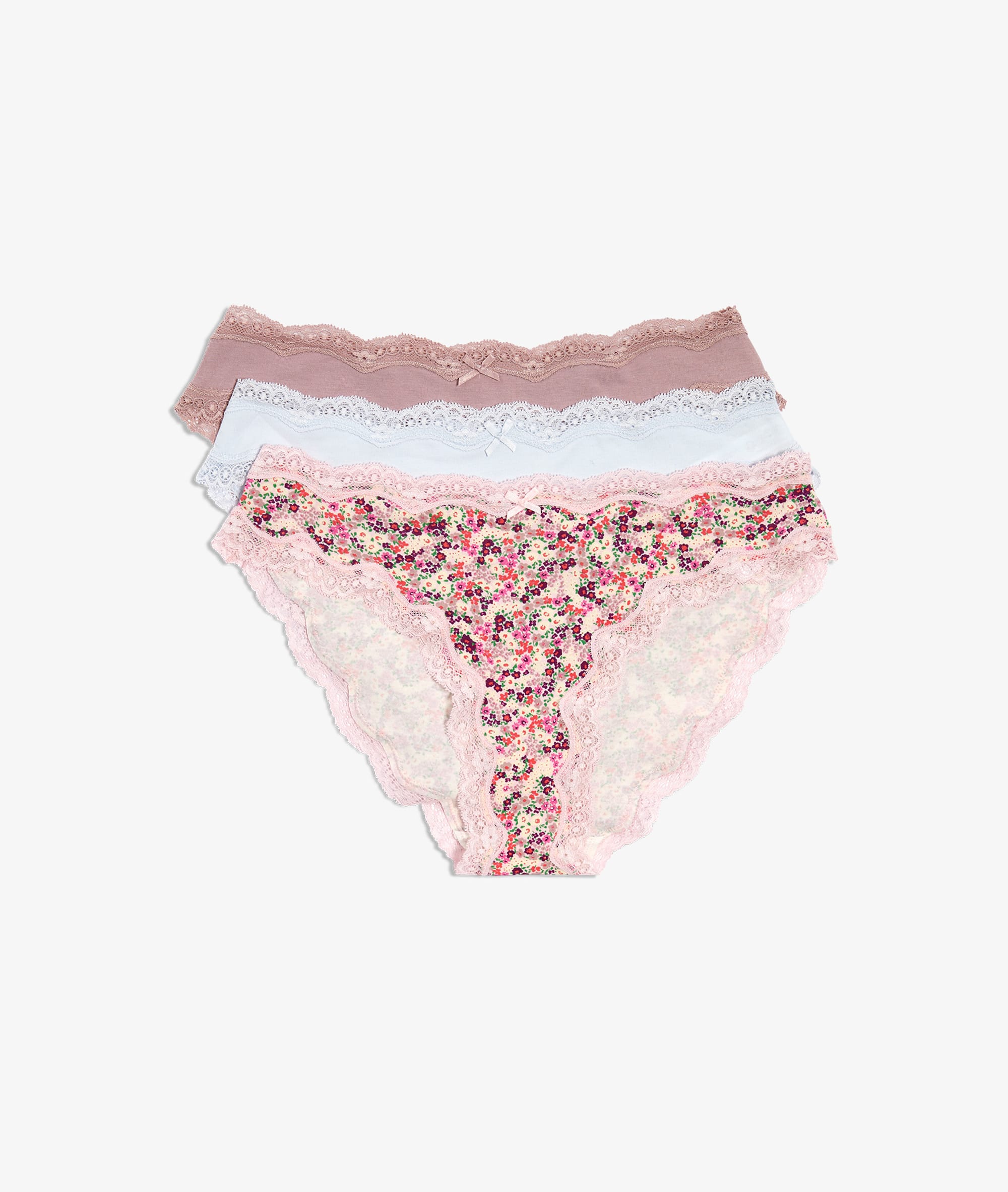 3 Pack Floral Lace Trim Panties Jimma Ballerin Rose Poudre Etam