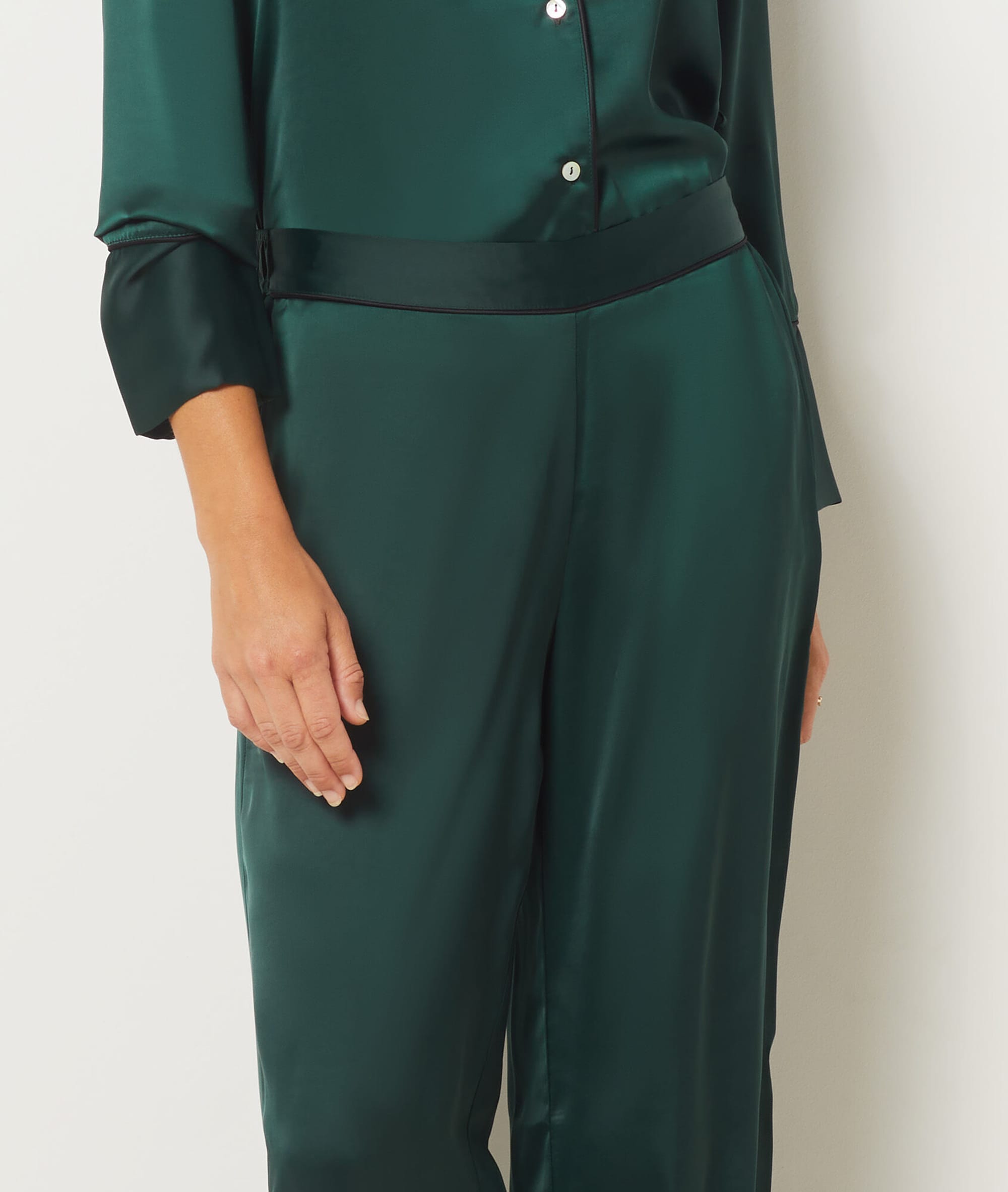 Satin Pajama Pants - ELY - VERT SAPIN - ETAM