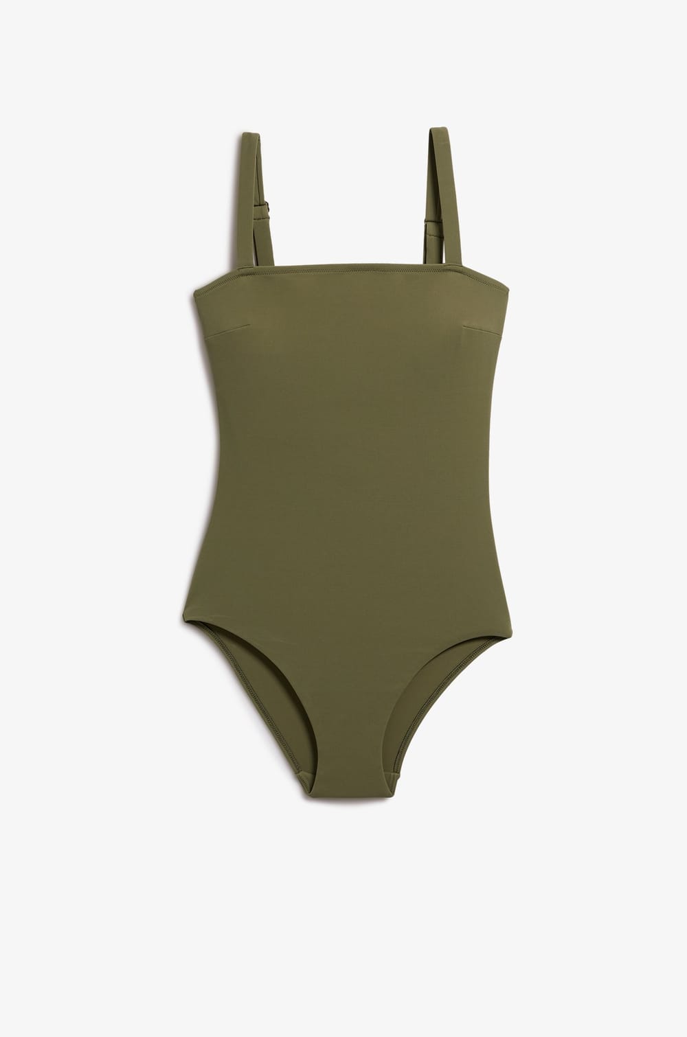 One Piece Sculpting Swimsuit With Square Neckline Sculpt Kaki Etam
