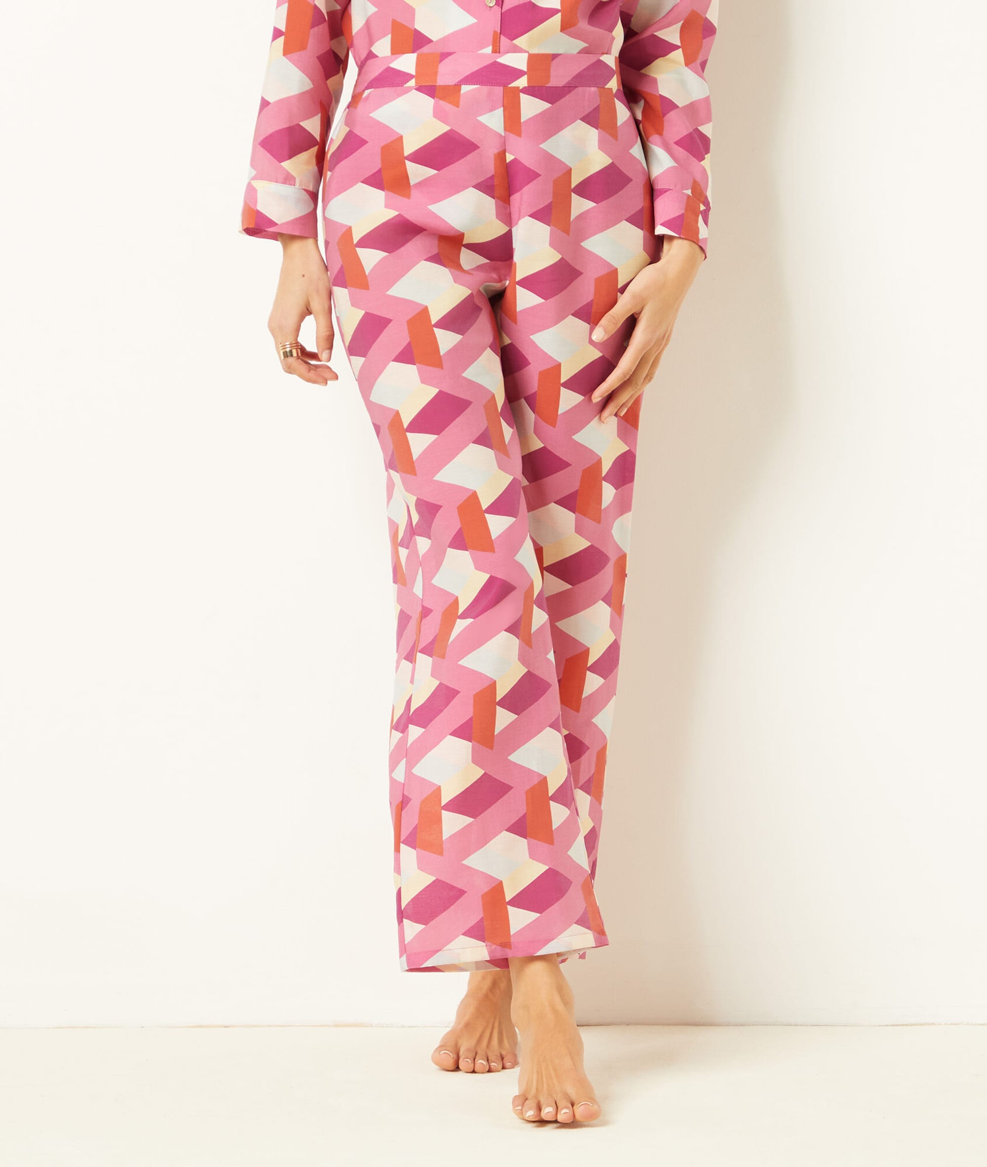 Printed Satin Sleep Pants - ELISEXETAM - TERRACOTTA - ETAM
