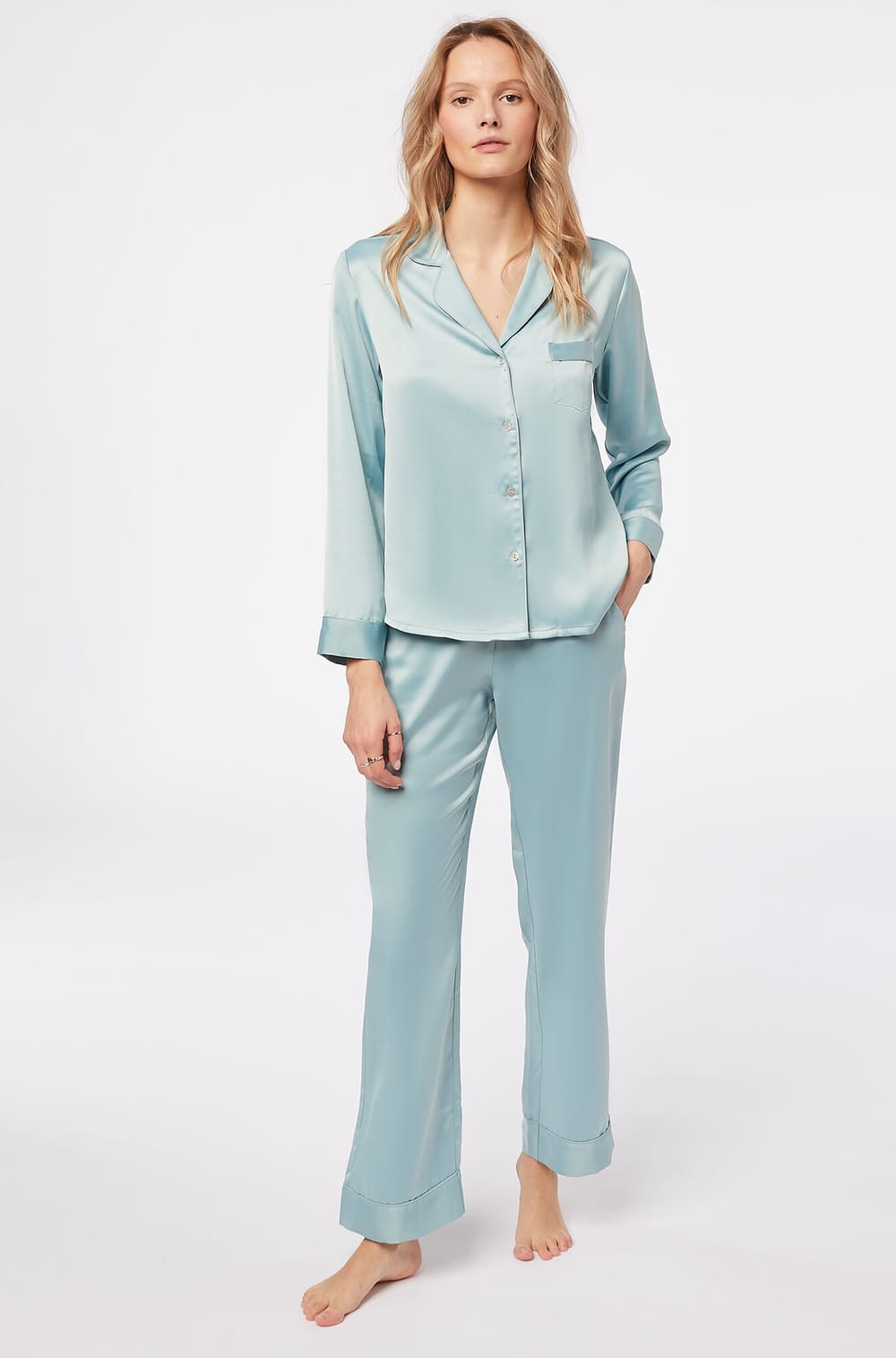 Pantalon de pyjama satiné CATWALK BLEU LAGON - ETAM